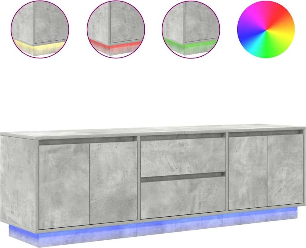 TV skříňka s LED osvětlením betonově šedá 160,5x41x50 cm 3328429