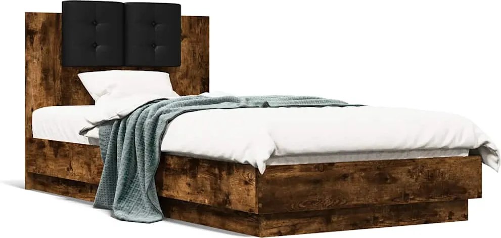 Rám postele s čelem a LED osvětlením kouřový dub 90 x 190 cm 3210063