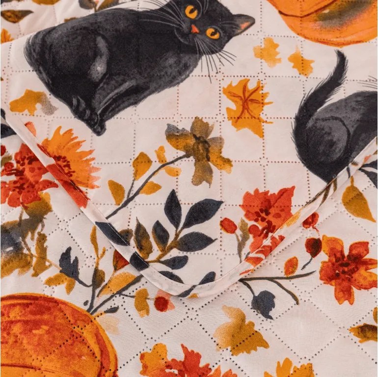 Přehoz na postel CATS AND PUMPKINS, barevný Rozměr: 170 x 210 cm