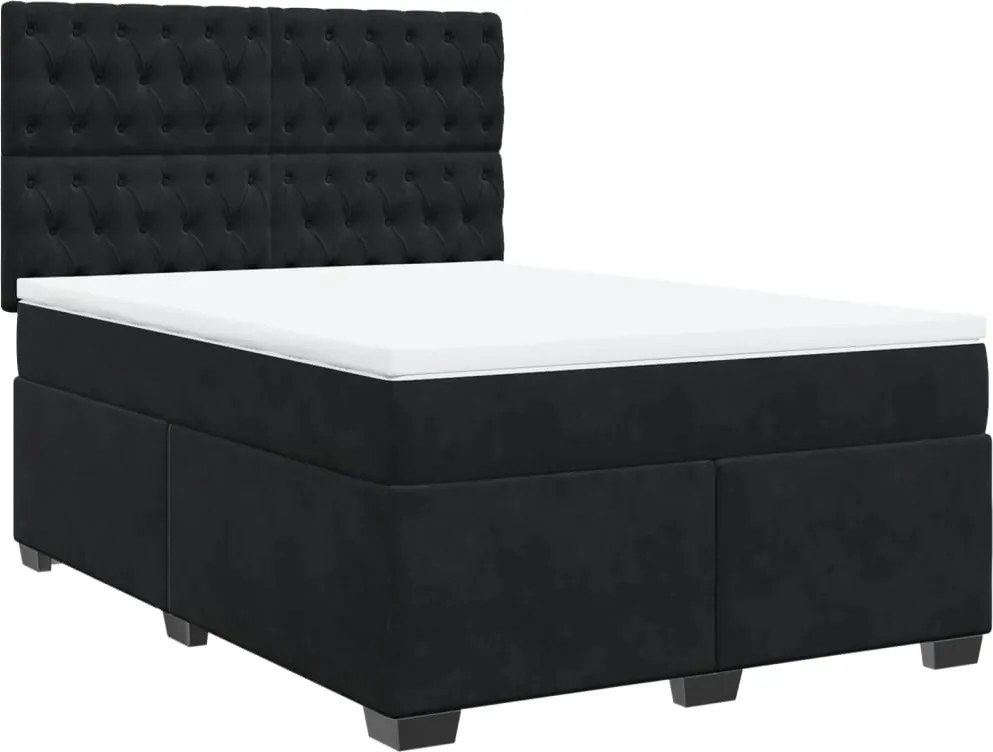Box spring postel s matrací černá 140x200 cm samet 3290938