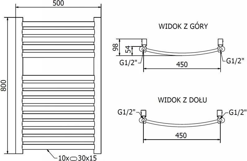 Mexen Helios, elektrické topné těleso 800 x 500 mm, 300 W, zlatá lesklá, W103-0800-500-2300-50