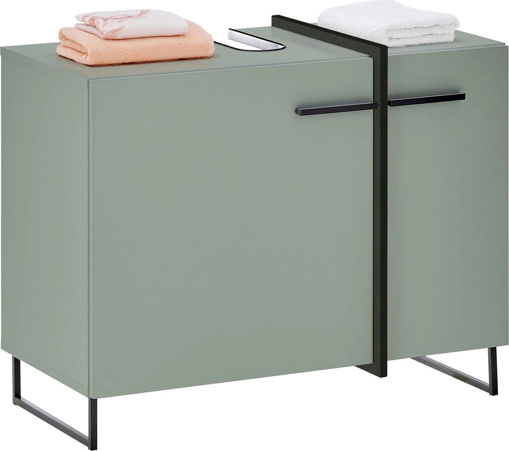 XXXLutz SKŘÍŇKA POD UMYVADLO, zelená, zelená, černá, 80/64/41 cm home24 - Online Only koupelnové skříňky - 001279034001