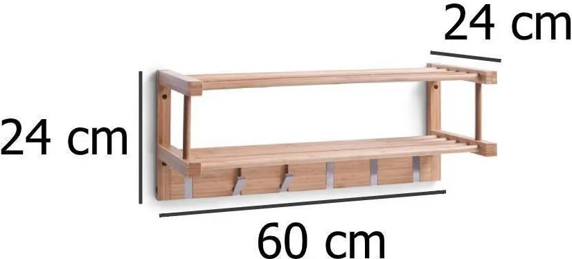 Bambusová police na oblečení, závěs + háčky, ZELLER