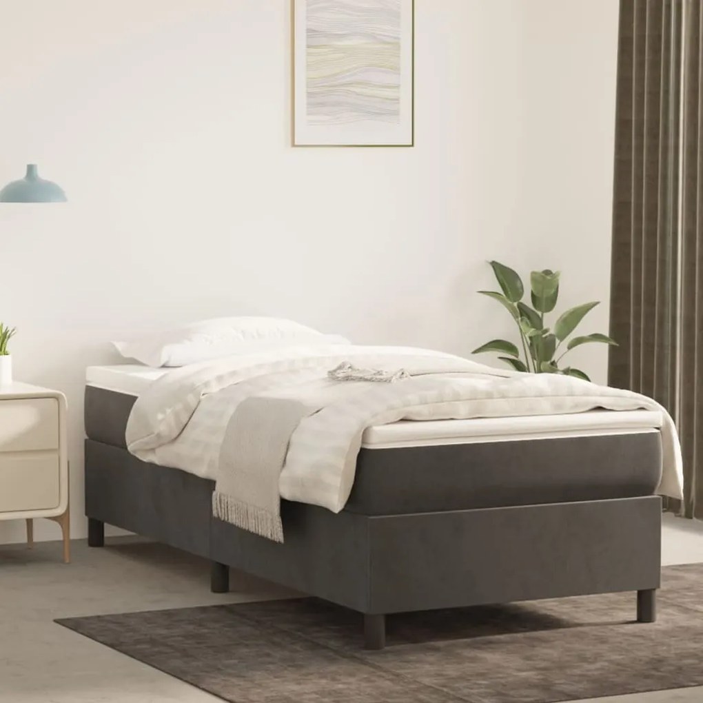 Box spring postel s matrací tmavě šedá 100x200 cm samet,  3144664
