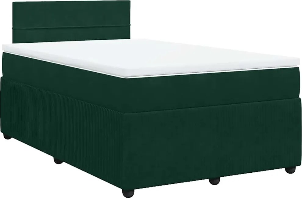 Box spring postel s matrací tmavě zelená 120x190 cm samet 3289989