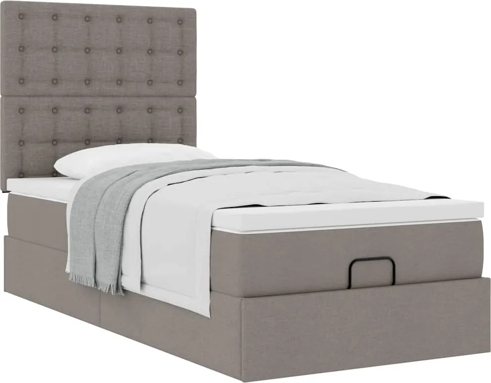Osmanský postel s matrací taupe 90x200 cm textil 3313296
