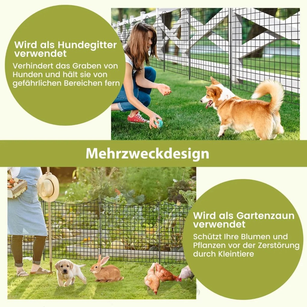Costway Balení 5 kusů dekorativního kovového zahradního plotu 98 cm vysoký