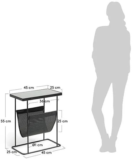 Odkládací stolek vogue 45 x 25 černý MUZZA