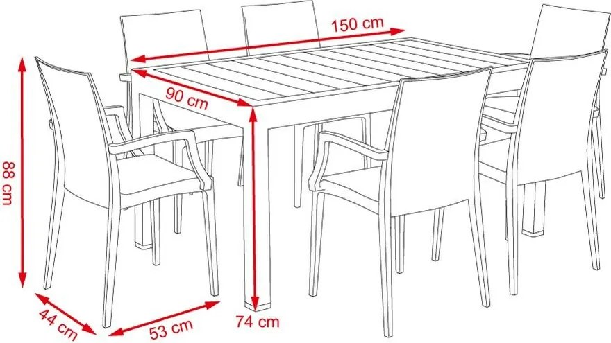Avenberg Set zahradního nábytku 7-dílný Saona, hnědá