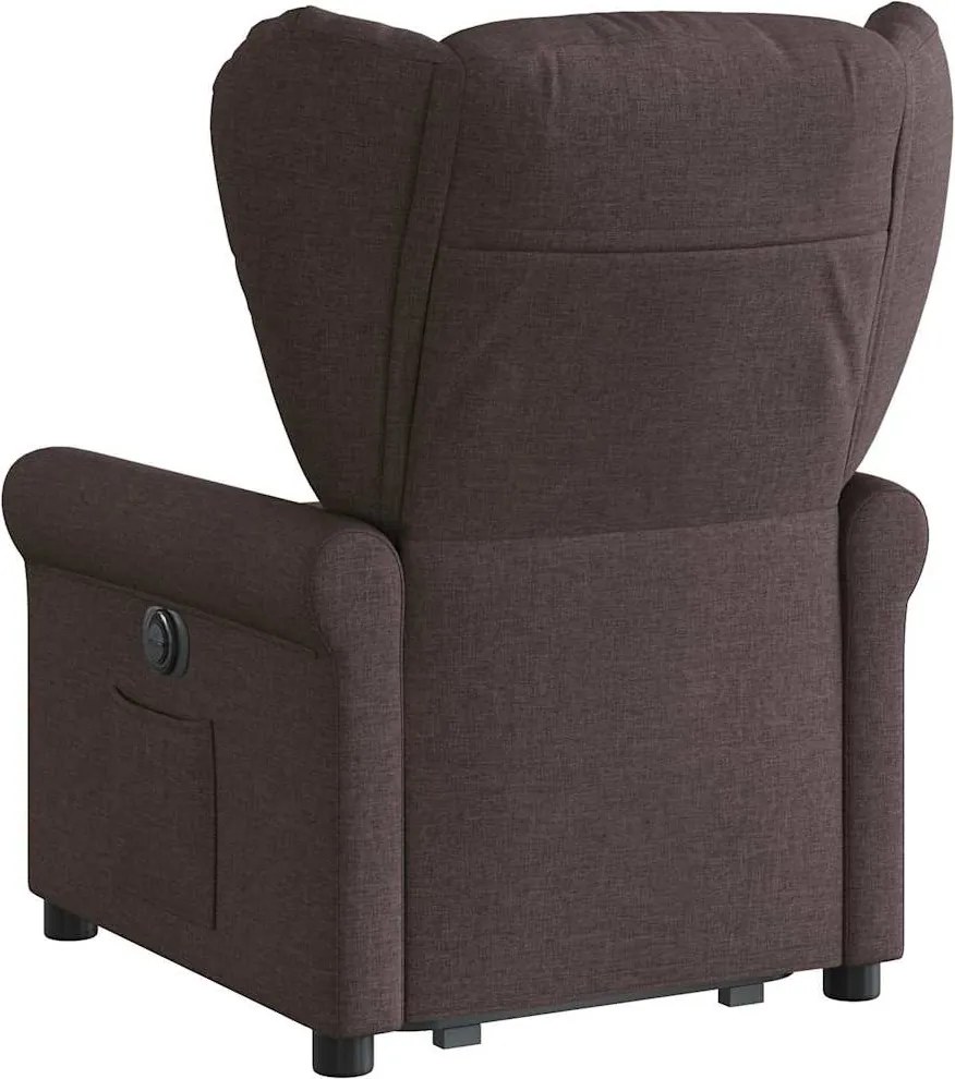 Zvedací polohovací křeslo tmavě hnědé textil 3303379