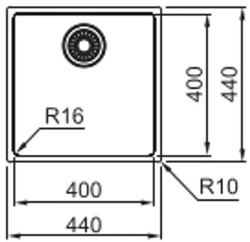 Franke MRX 210/610-40 Nerezový dřez bez odkapu, 44x44cm, 127.0539.540