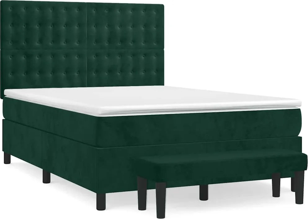 Box spring postel s matrací tmavě zelená 140x200 cm samet 3138088