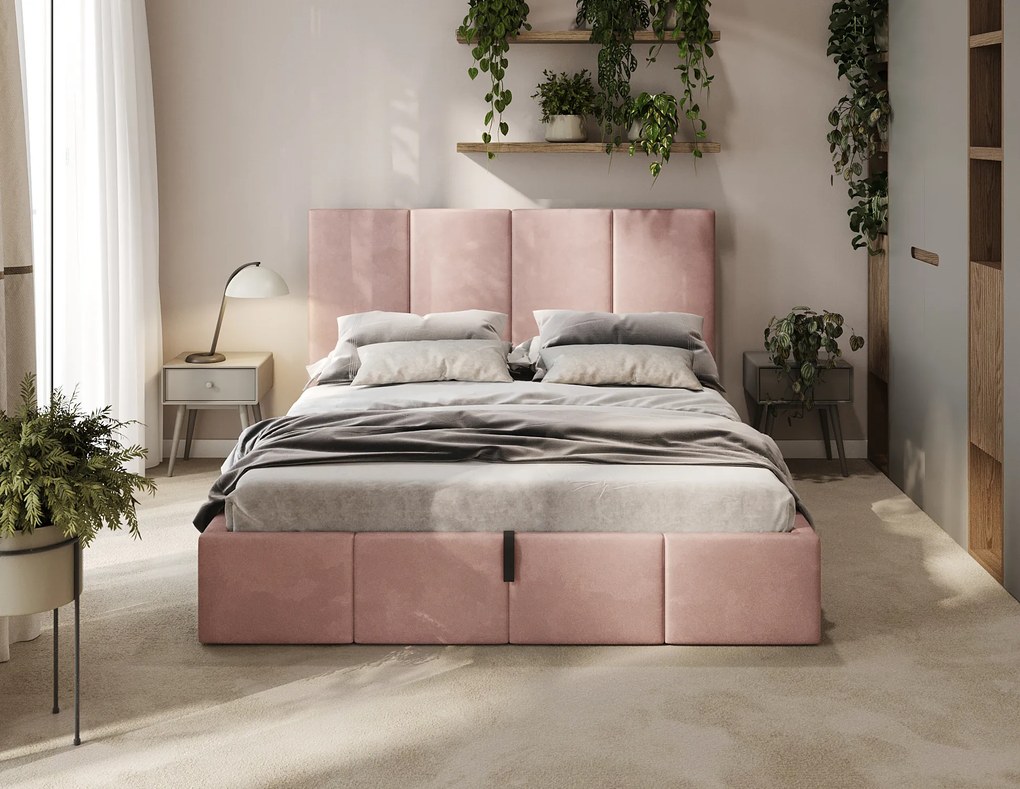 ComfortMatrace Čalouněná postel se zvedacím roštem a úložným prostorem Valencia Barva: Růžová/Pink, Rozměr: 120x200 cm, Výška čela u hlavy: 100 cm