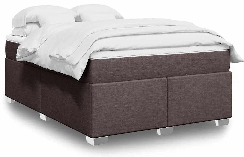 Box spring postel s matrací tmavě hnědá 140x190 cm textil 3285133