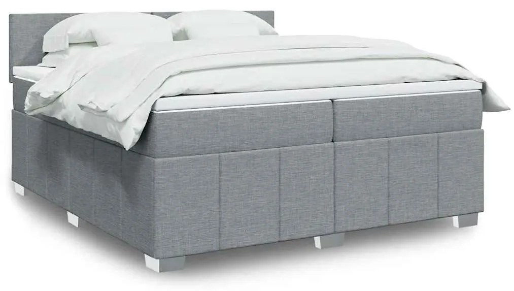 Box spring postel s matrací světle šedá 200 x 200 cm textil 3287168