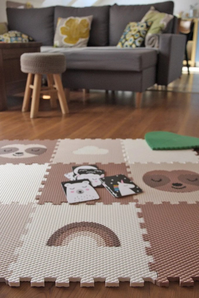 Vylen Hrací pěnová puzzle podlaha 9 dílů HNĚDÝ LENOCHOD do dětského pokoje