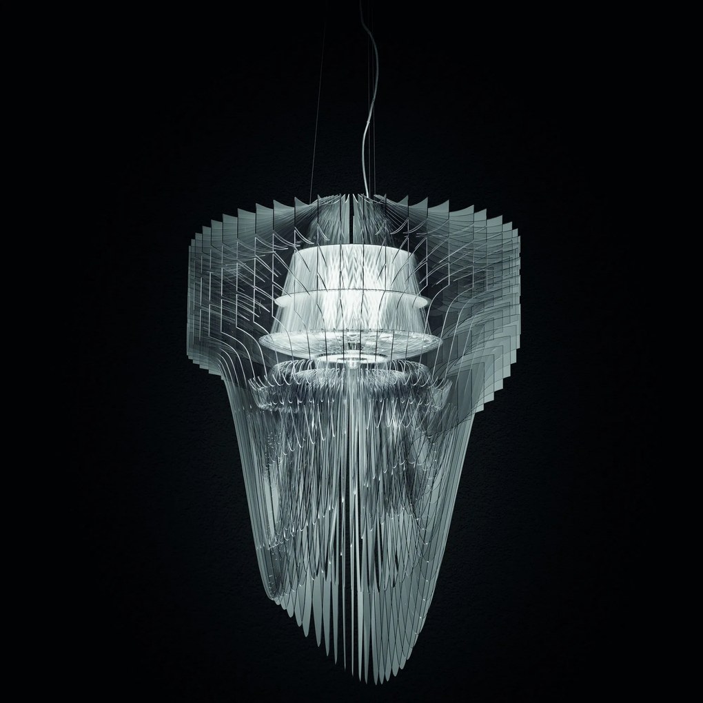 Slamp Aria S transparent, závěsný světelný objekt od Zaha Hadid, 2xE27 + 7W LED, délka 75cm