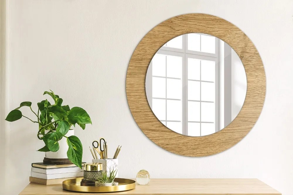 Kulaté dekorativní zrcadlo Textura dřeva fi 50 cm