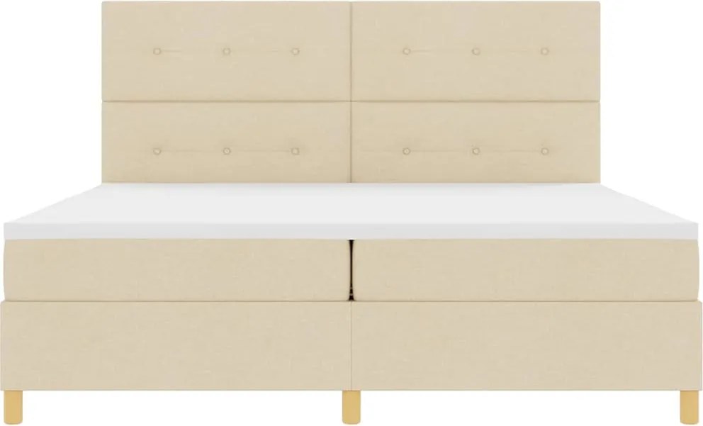 Postel s boxspringem s čelo Krémová 200 x 200 cm textil 3339649