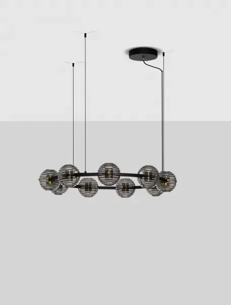 LED stmívatelný černo-zlatý moderní lustr Las 2