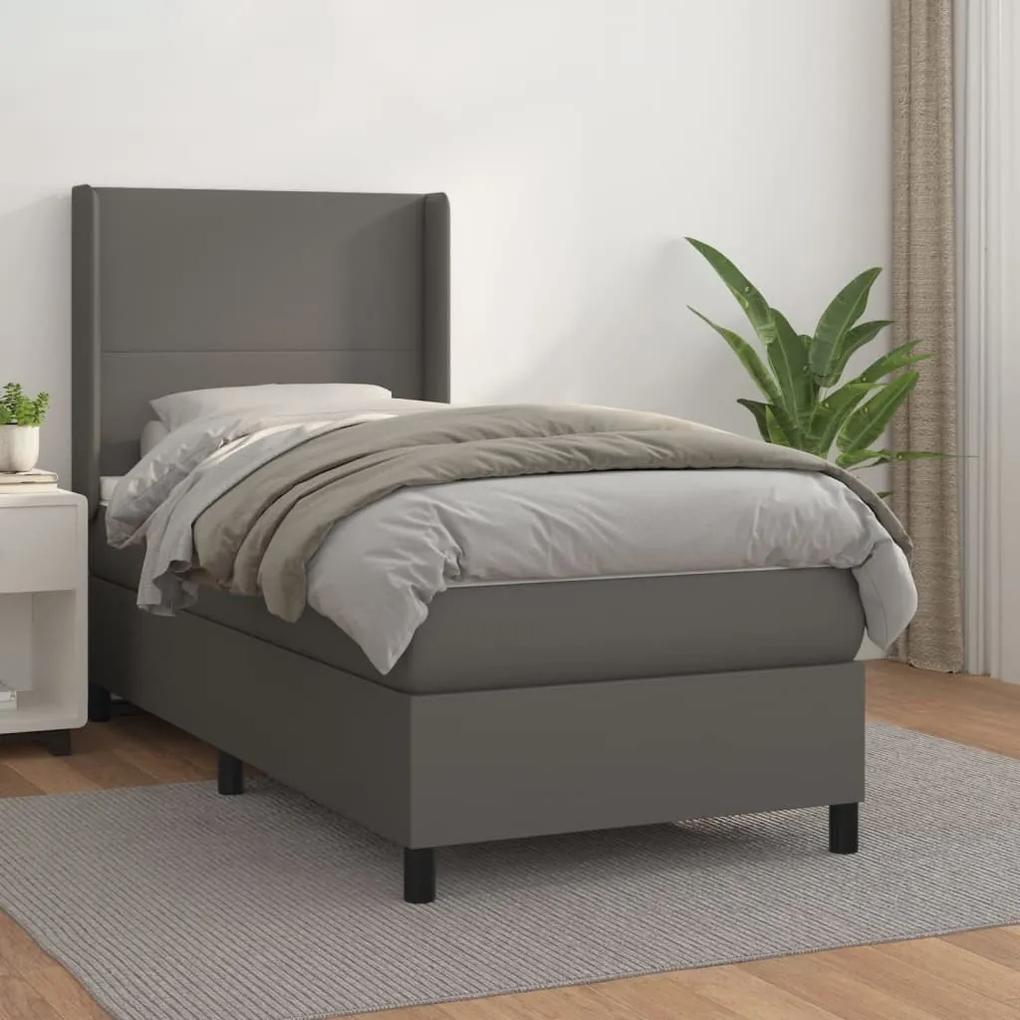 vidaXL Box spring postel s matrací 80 x 200 cm umělá kůže [3132349] Barva: Šedá