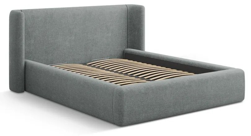 Tmavě šedá čalouněná dvoulůžková postel s úložným prostorem s roštem 160x200 cm Jason – Windsor &amp; Co Sofas