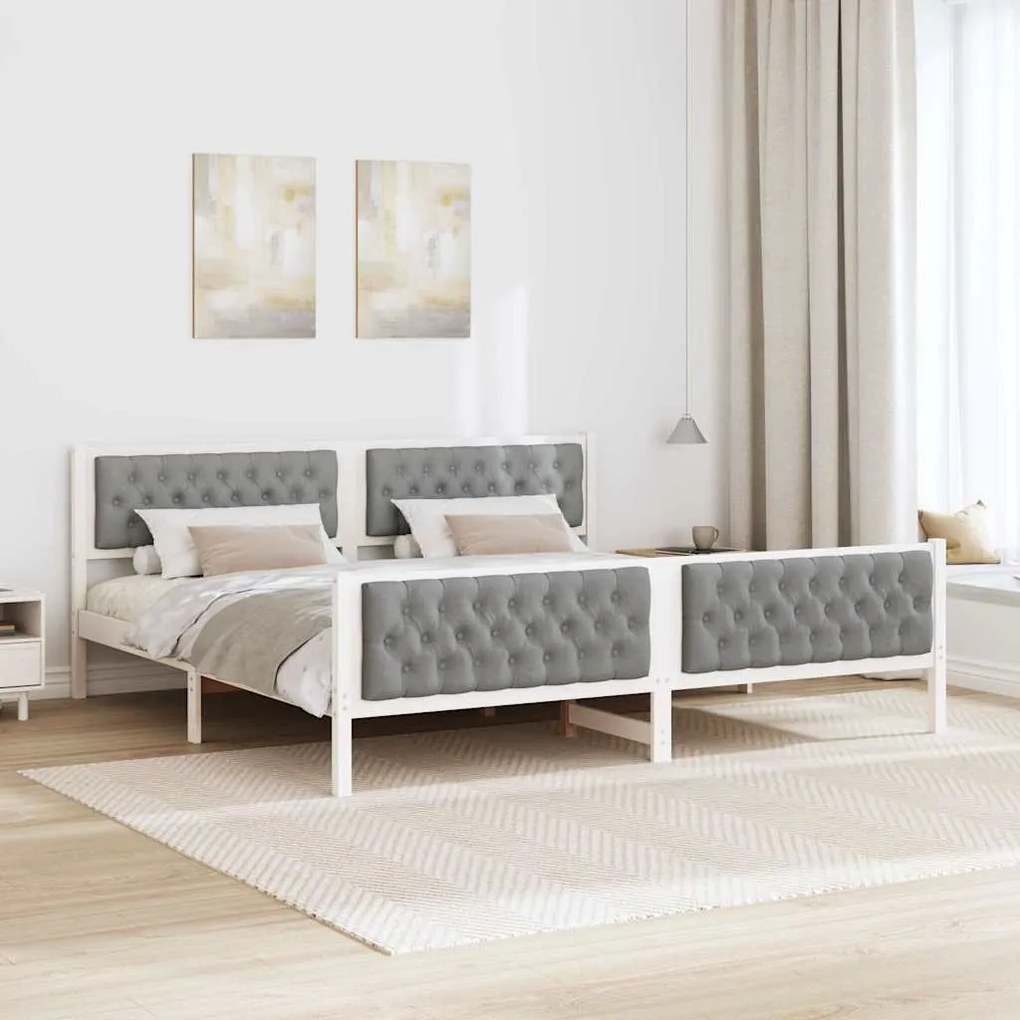 Rám postele Světle šedá 200 x 200 cm Masivní borové dřevo 3394272