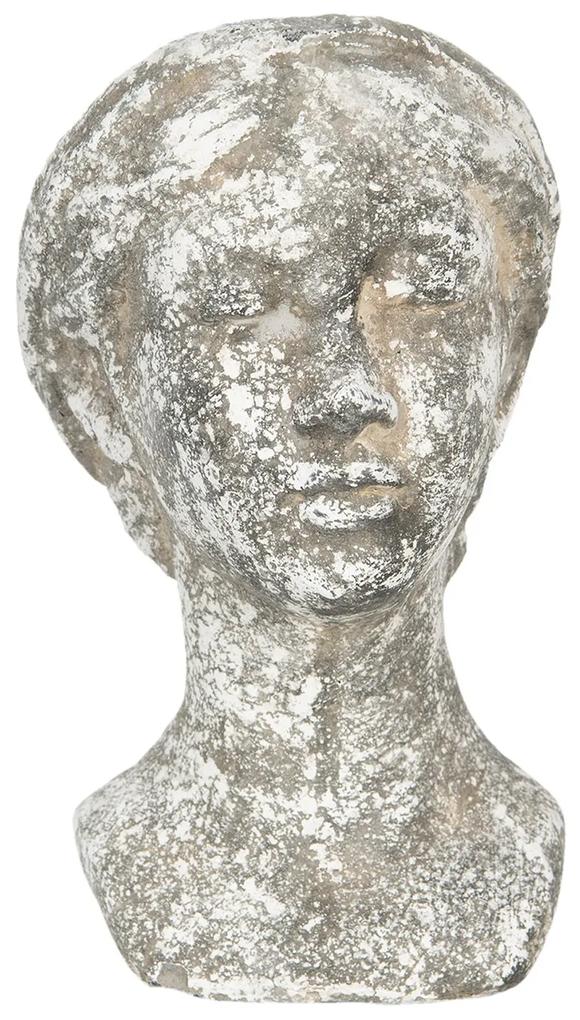 Cementový vintage květináč hlava ženy Marionette - 15*12*22 cm