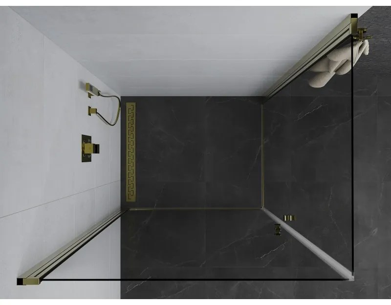 Mexen Pretoria Duo sprchový kout s otočnými dveřmi 80 x 70 cm, Průhledné, Zlatá - 852-080-070-50-00-02