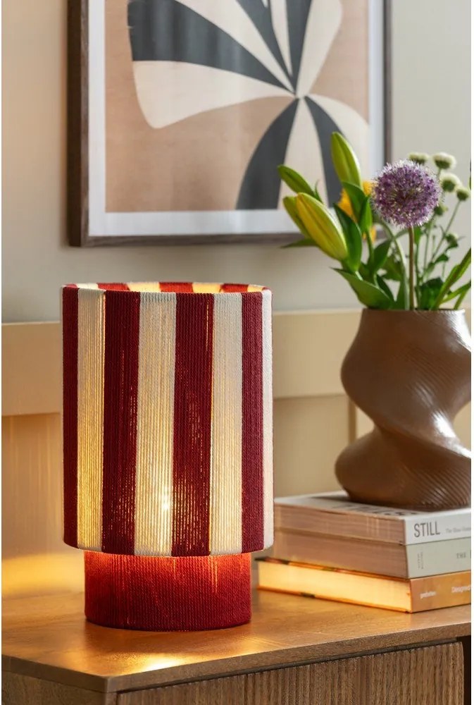 Červená/bílá provazová stolní lampa (výška 35 cm) Vienna Stripes – Leitmotiv