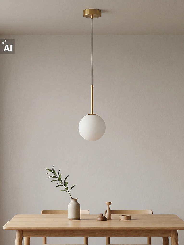 Sinsay - Závěsná lampa se zlatými detaily a kulatým stínidlem - zlatá