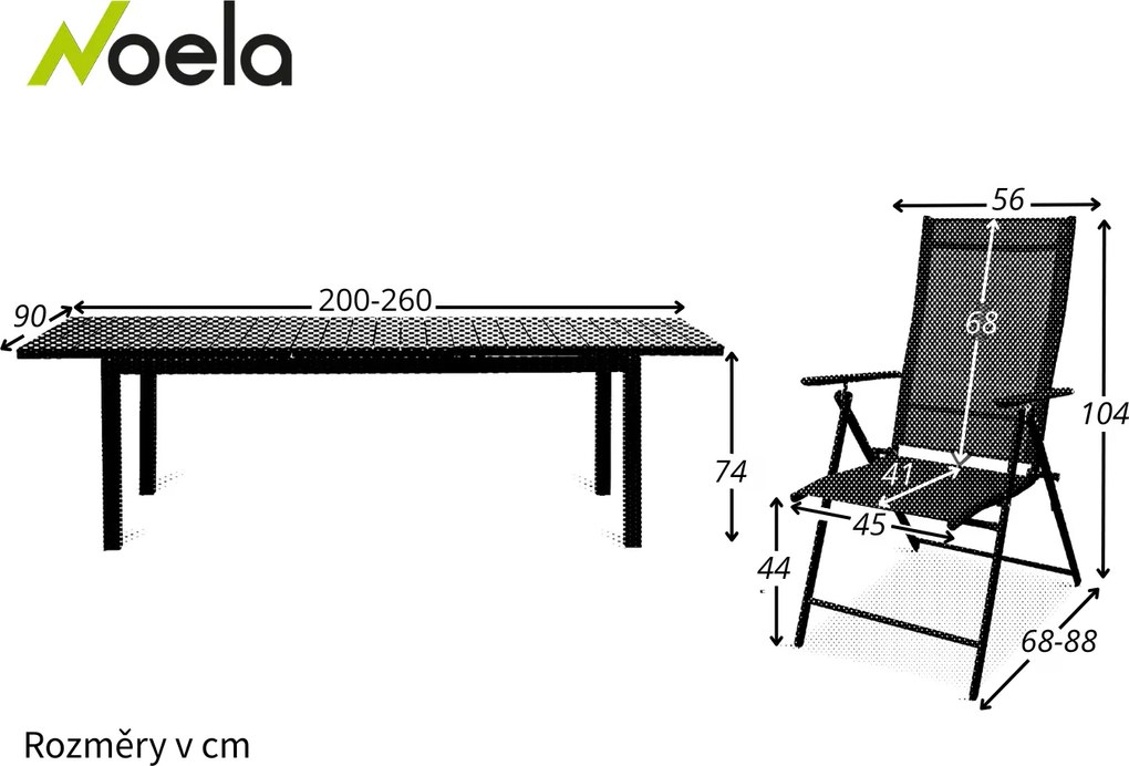 Noela Zahradní jídelní set Grande Lungo + 10x kovová židle Pia