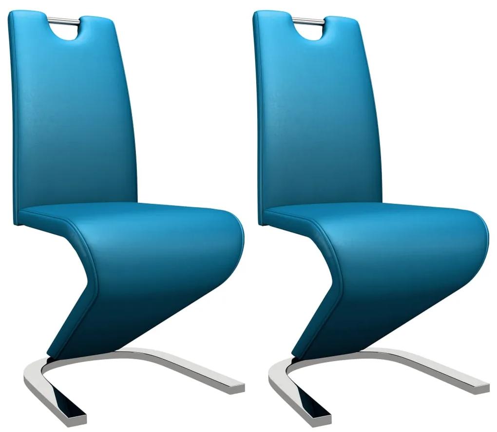 282578 vidaXL Jídelní židle s cik-cak designem 2 ks modré umělá kůže