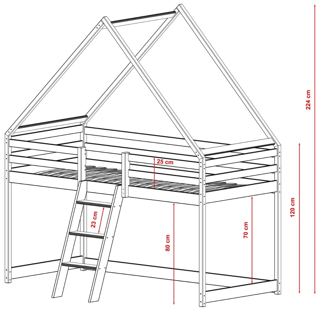 Legno Dětská patrová postel Mono šedá Rozměr (cm): 90x200