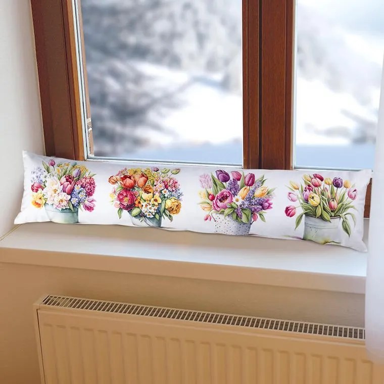Polštář proti průvanu KVĚTINY V TRUHLÍKU 20 x 90 cm
