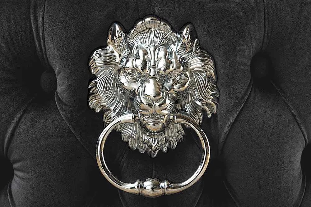 Designová židle Queen Lví hlava černý samet - skladem