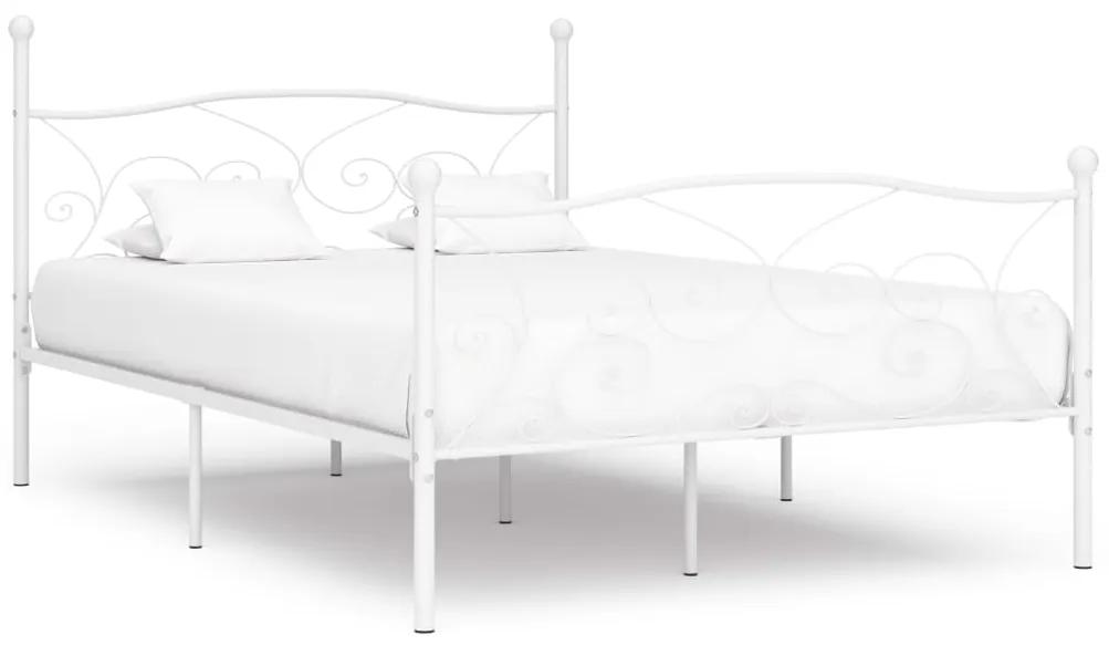 284449 vidaXL Rám postele s laťkovým roštem bílý kov 120 x 200 cm
