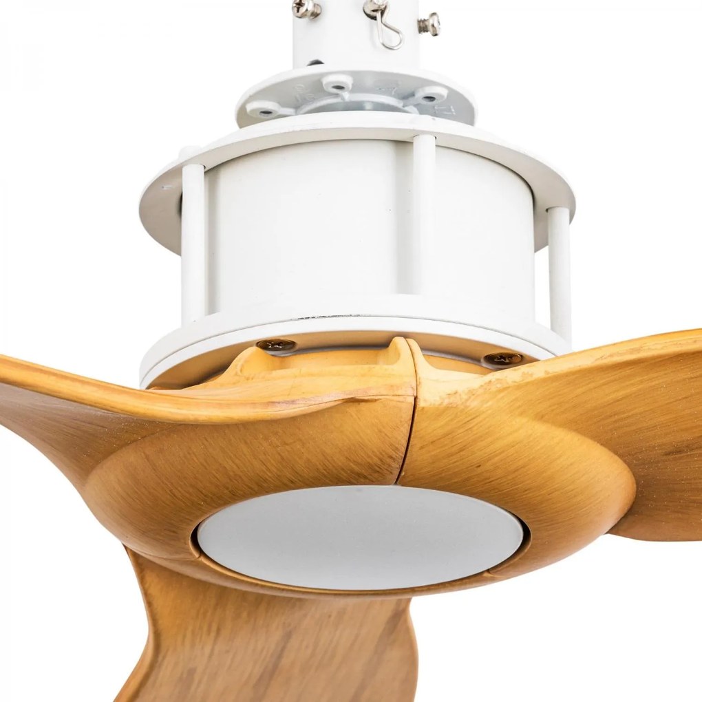 FARO 32110 JUST FAN M stropní ventilátor, bílá/světlé dřevo s DC motorem - FARO