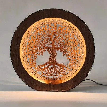 Dřevěná lampa Strom života – keltský design, ruční výroba| SENTOP LED0596