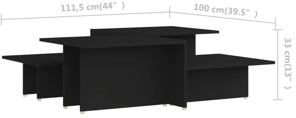 vidaXL Konferenční stolky 2 ks černé 111,5 x 50 x 33 cm dřevotříska
