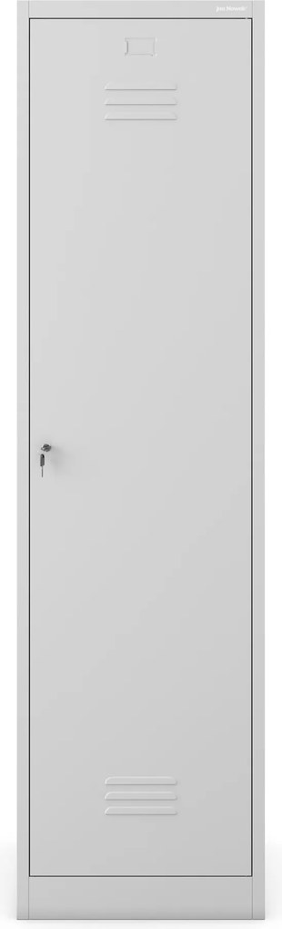 Úzká kovová úklidová skříň, šedá, 500x1850x500 mm: AGNES