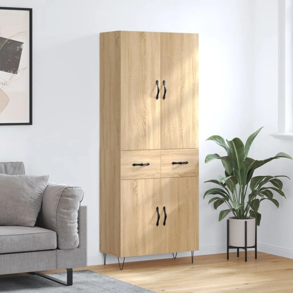 Skříň highboard dub sonoma 69,5 x 34 x 180 cm kompozitní dřevo 3198180