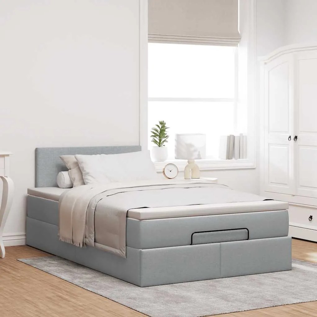 Osmanský postel s matrací světle šedá 120x190 cm textil 3311359
