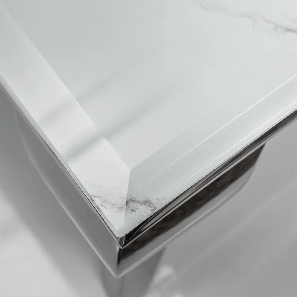 Massive home | Konferenční stolek MODERN BAROCCO 100 CM SILVER mramorový vzhled