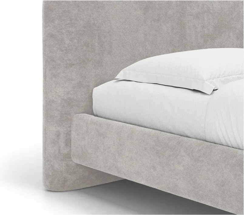 Světle šedá čalouněná dvoulůžková postel s roštem 140x200 cm Vera – Micadoni