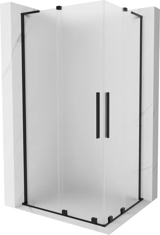 Mexen Velar L Duo, sprchový kout s posuvnými dveřmi 90 x 80 cm, 8mm sklo námraza, černá matná, 871-090-080-02-33-70