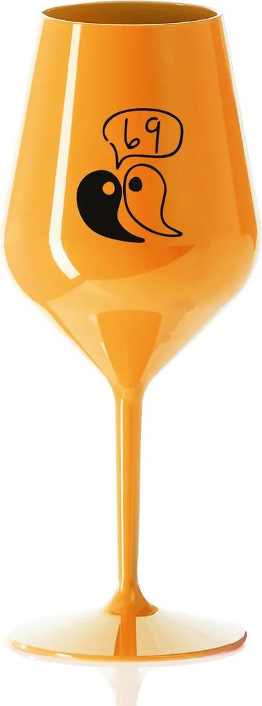 69 - oranžová nerozbitná sklenice na víno 470 ml