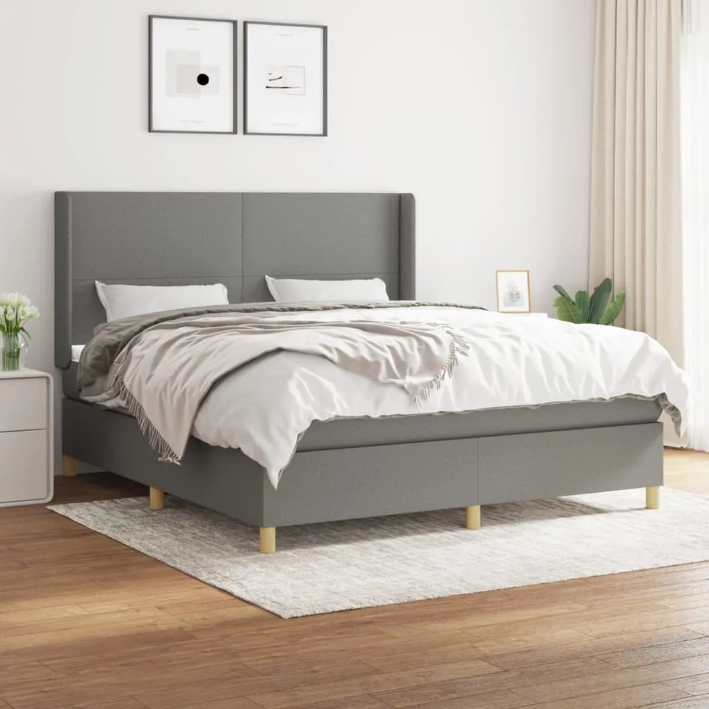 Box spring postel s matrací tmavě šedá 180x200 cm textil 3131850