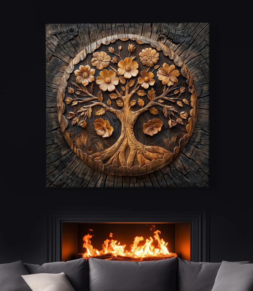 Obraz na plátně - Strom života Flow Air, dřevo styl FeelHappy.cz Velikost obrazu: 80 x 80 cm