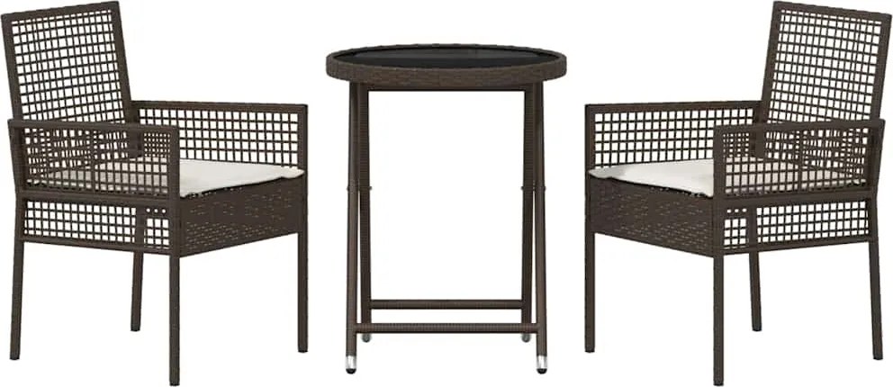 Zahradní bistro set 3 ks Hnědá polyratan 3334963